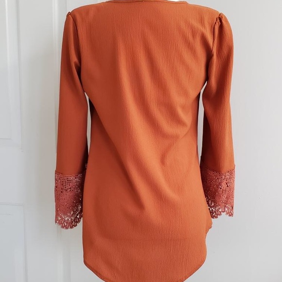 Tops | Rust Lace Detailed Buttonup Blouse | Poshmark